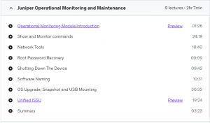 Juniper JNCIA JN0-104 udemy course overview