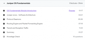 Juniper JNCIA JN0-104 udemy course overview